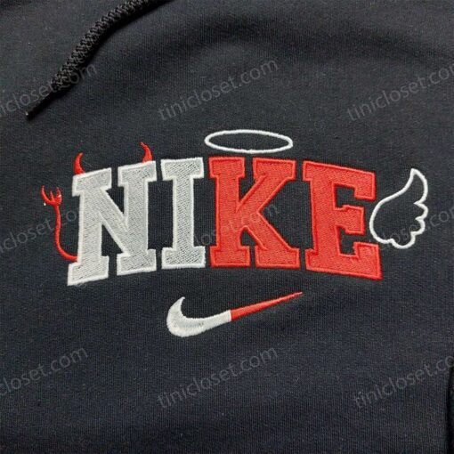 Devil Angel Nike Sweatshirt, Nike Inspired Embroidered Hoodie, Custom ...