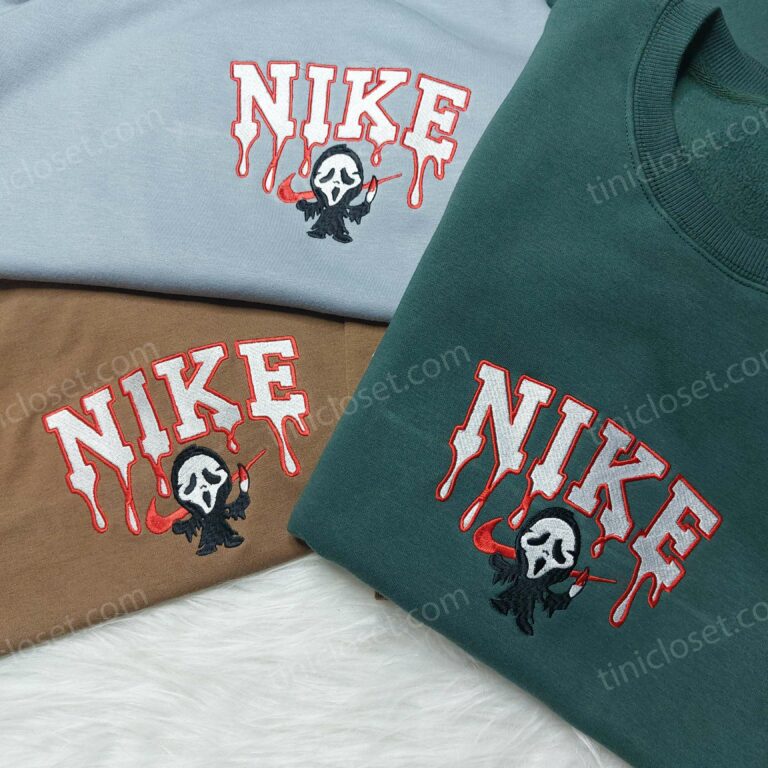 Halloween Ghost Nike Shirt, Custom Nike Logo Embroidered Sweatshirt ...