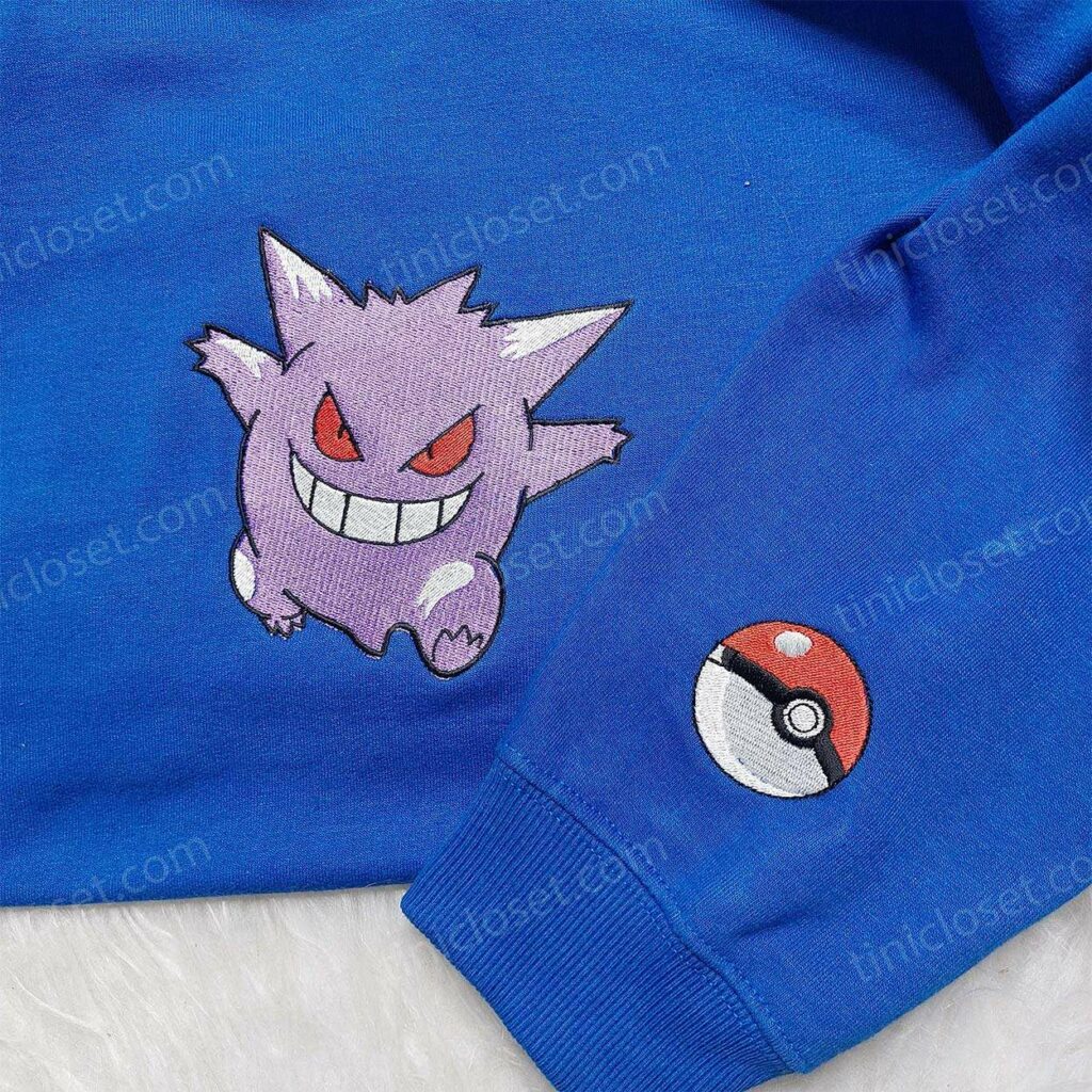 Pokemon Gengar Embroidered Sweatshirt, Pokemon Embroidered Hoodie, Best ...