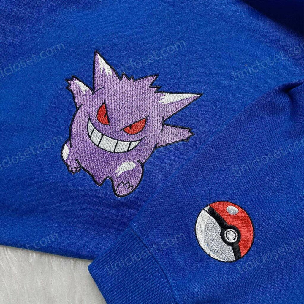 Pokemon Gengar Embroidered Sweatshirt, Pokemon Embroidered Hoodie, Best ...