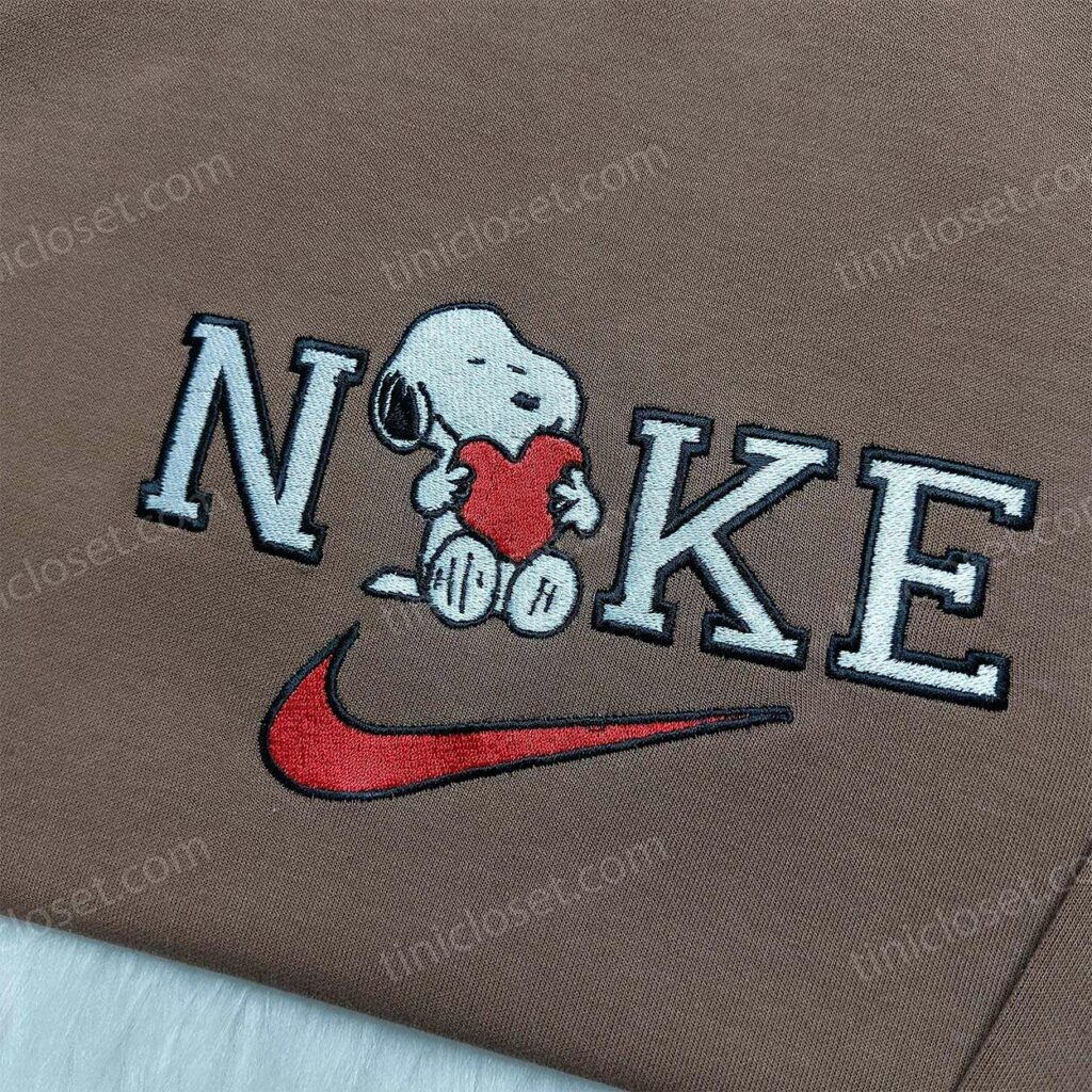 Snoopy Heart Nike Shirt, Custom Nike Embroidered Sweatshirt, Best ...