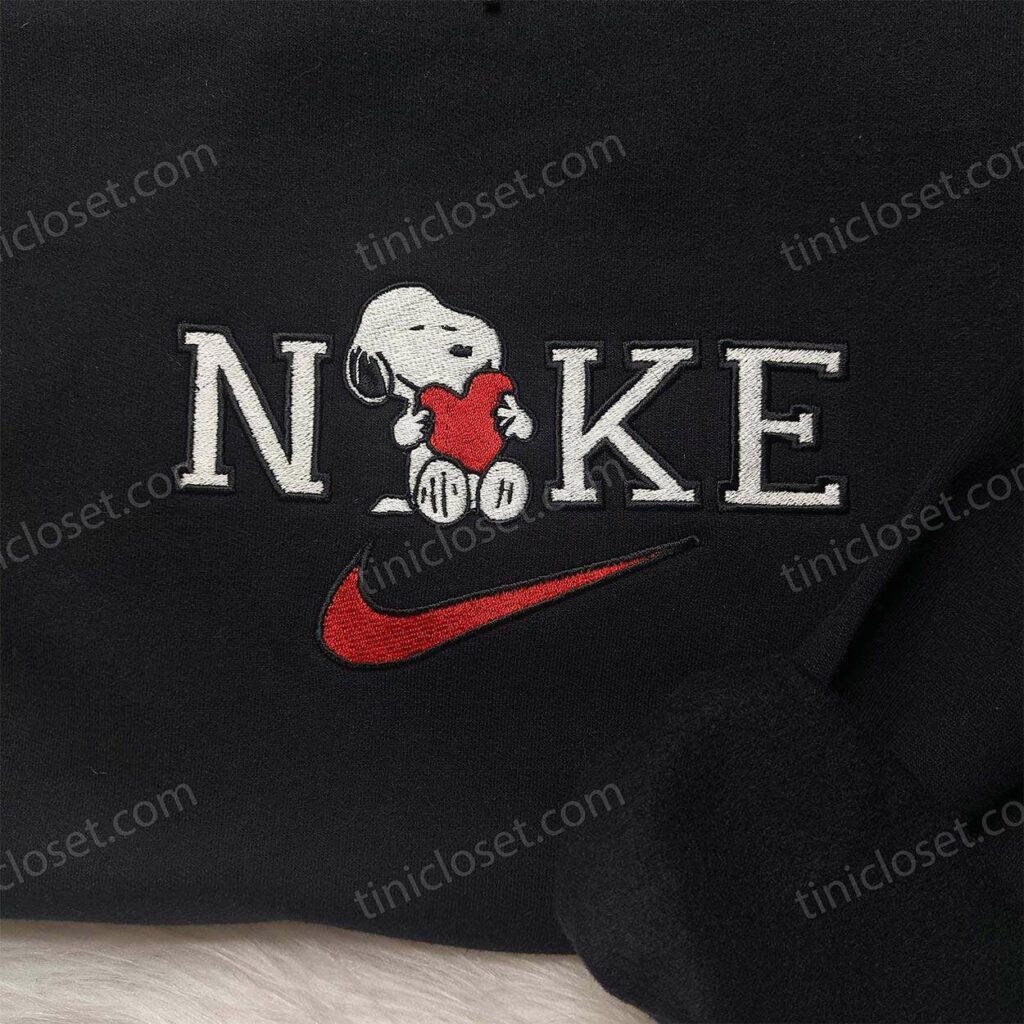 Snoopy Heart Nike Shirt, Custom Nike Embroidered Sweatshirt, Best ...