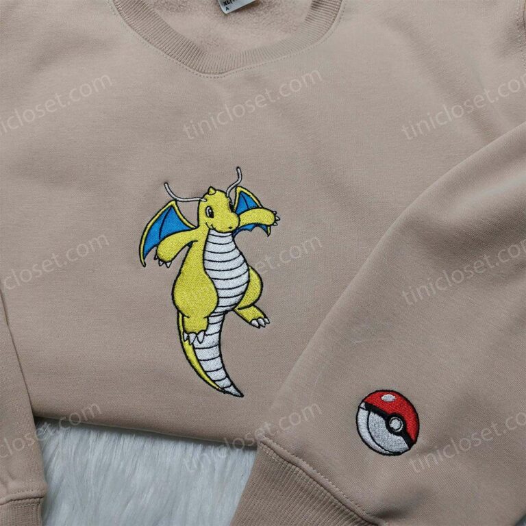 Pokemon Dragonite Embroidered Hoodie, Pokemon Embroidered Sweatshirt ...