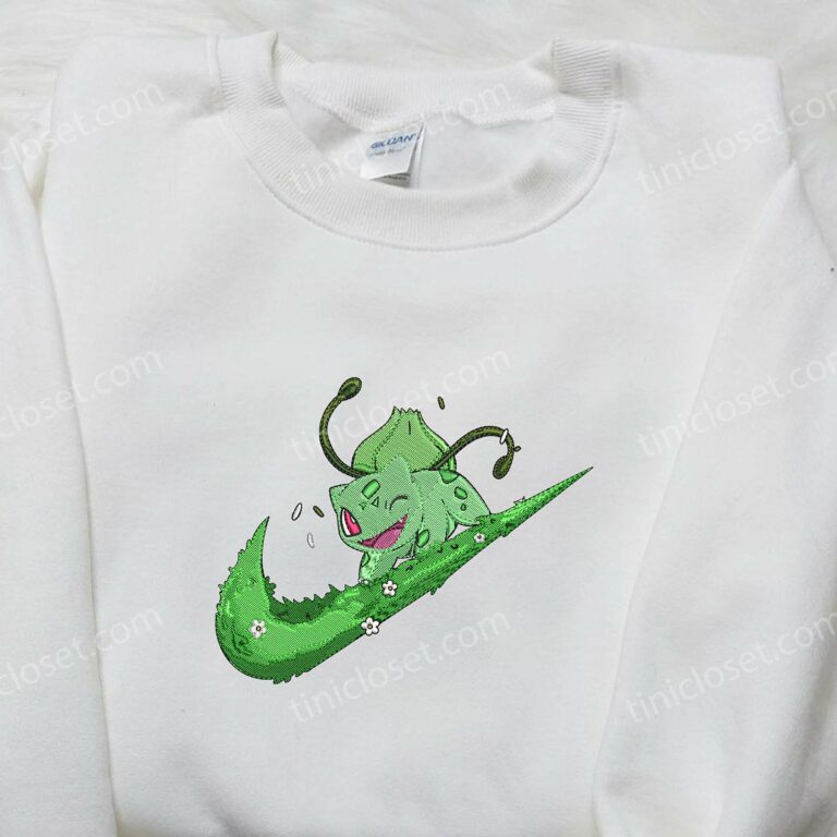 Bulbasaur Attack x Nike Embroidered Shirt, Custom Nike Embroidered ...