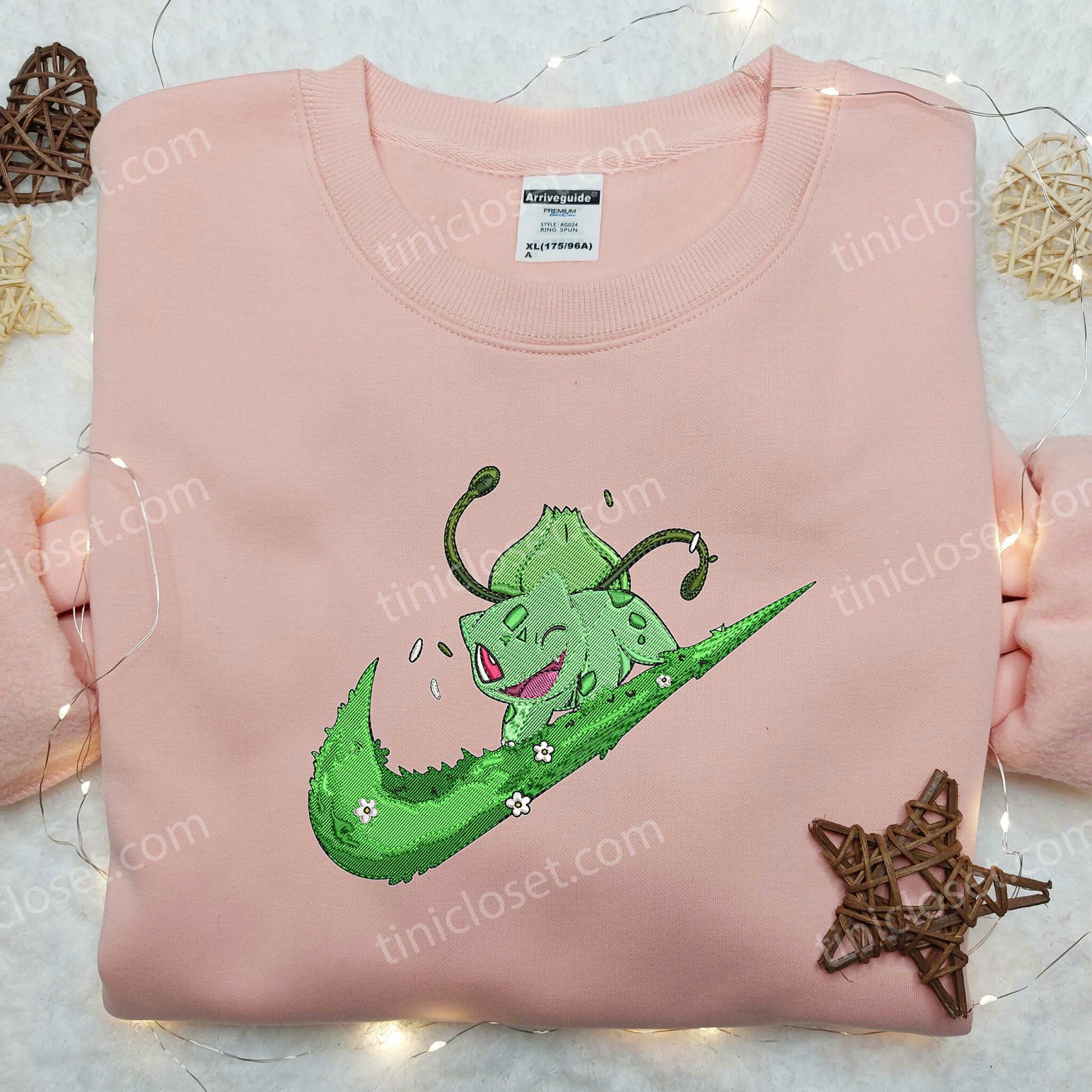 Bulbasaur Attack x Nike Embroidered Shirt, Custom Nike Embroidered ...