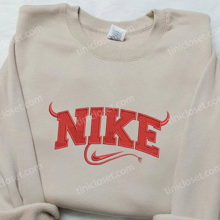 Red Devil x Nike Embroidered Shirt, Halloween Embroidered Shirt, Custom ...