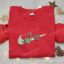 Rose x Nike Swoosh Embroidered Sweatshirt, Flower Embroidered Shirt ...