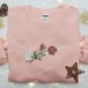 Rose x Nike Swoosh Embroidered Sweatshirt, Flower Embroidered Shirt ...