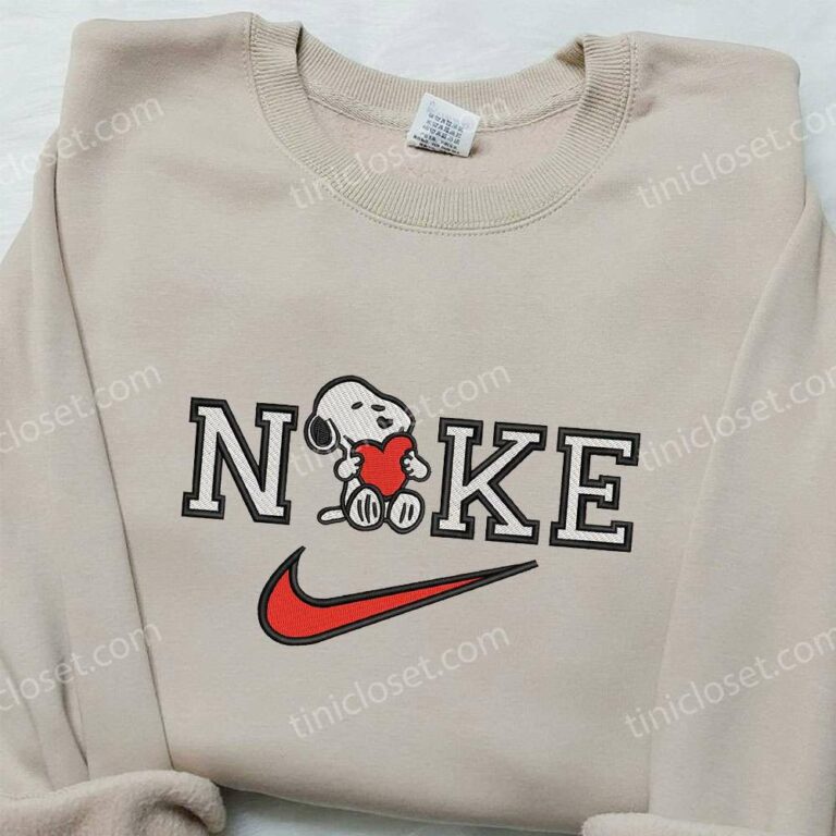 Snoopy Heart x Nike Embroidered Sweatshirt, Peanuts Cartoon Embroidered ...