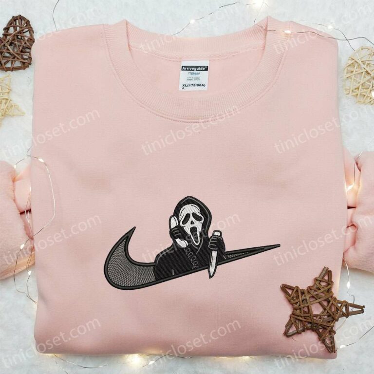 Ghostface x Nike Swoosh Embroidered Hoodie, Nike Inspired Embroidered ...