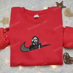 Ghostface x Nike Swoosh Embroidered Hoodie, Nike Inspired Embroidered ...