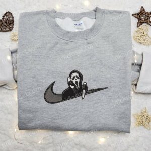 Ghostface x Nike Swoosh Embroidered Hoodie, Nike Inspired Embroidered ...