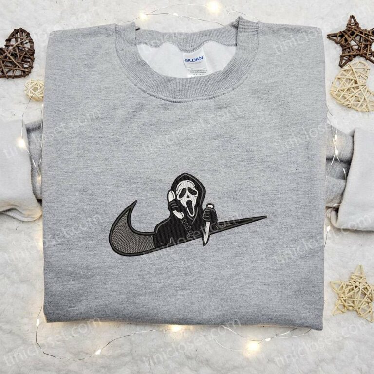 Ghostface x Nike Swoosh Embroidered Hoodie, Nike Inspired Embroidered ...