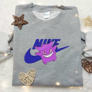 Gengar x Nike Embroidered Hoodie, Pokemon Embroidered Shirt, Nike ...