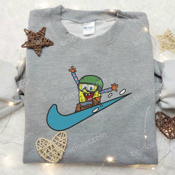 Spongebob squarepants Skiing x Nike Swoosh Embroidered Hoodie ...