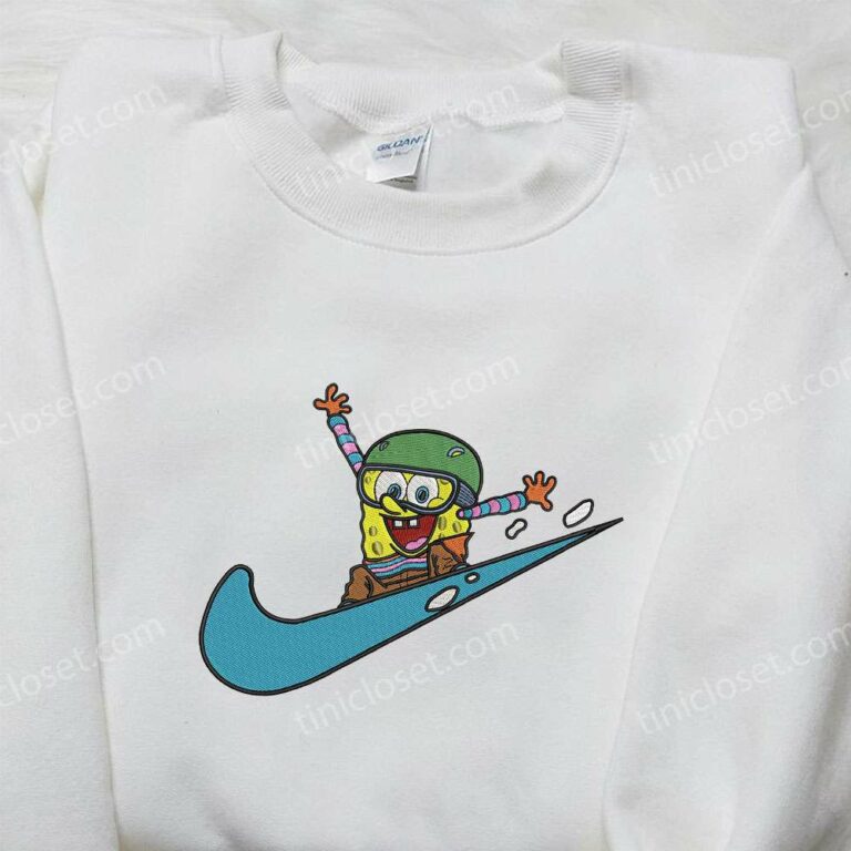 Spongebob squarepants Skiing x Nike Swoosh Embroidered Hoodie ...