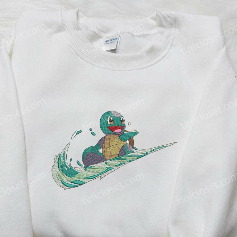 Squirtle x Nike Swoosh Embroidered Hoodie, Pokemon Embroidered Shirt ...