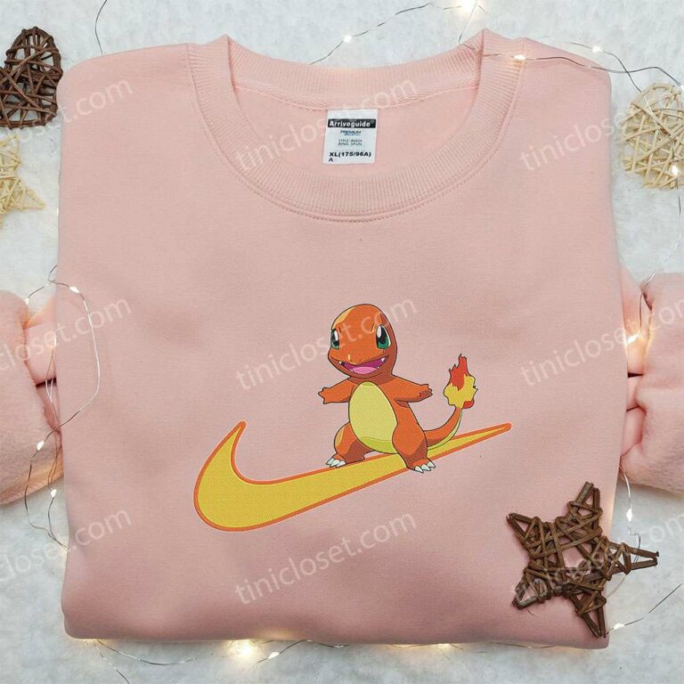 Charmander x Nike Swoosh Anime Embroidered Hoodie, Pokemon Embroidered ...