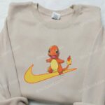 Charmander x Nike Swoosh Anime Embroidered Hoodie, Pokemon Embroidered ...