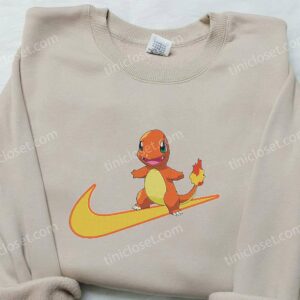 Charmander x Nike Swoosh Anime Embroidered Hoodie, Pokemon Embroidered ...