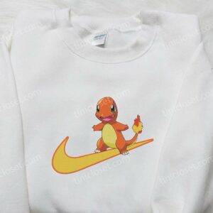 Charmander x Nike Swoosh Anime Embroidered Hoodie, Pokemon Embroidered ...