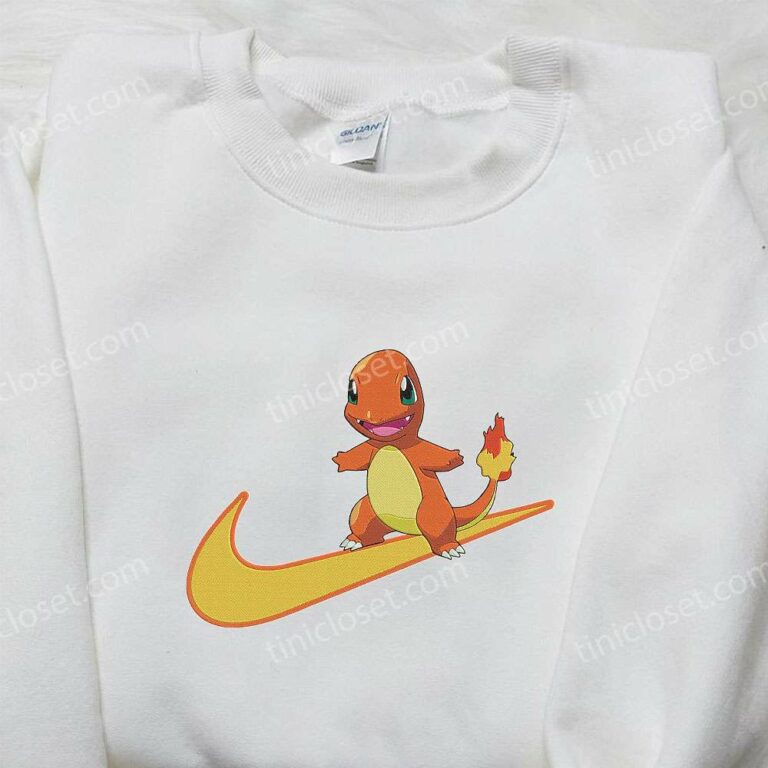 Charmander x Nike Swoosh Anime Embroidered Hoodie, Pokemon Embroidered ...