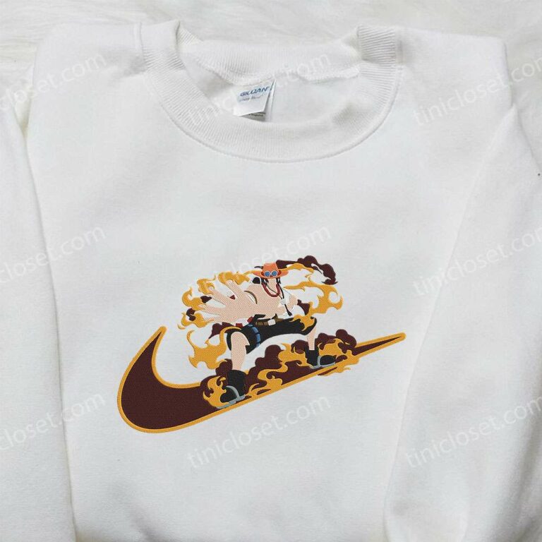 Portgas D. Ace x Nike Swoosh Anime Embroidered Hoodie, One Piece ...
