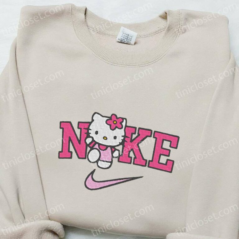 Hello Kitty x Nike Cartoon Embroidered Tshirt, Hello Kitty Embroidered ...