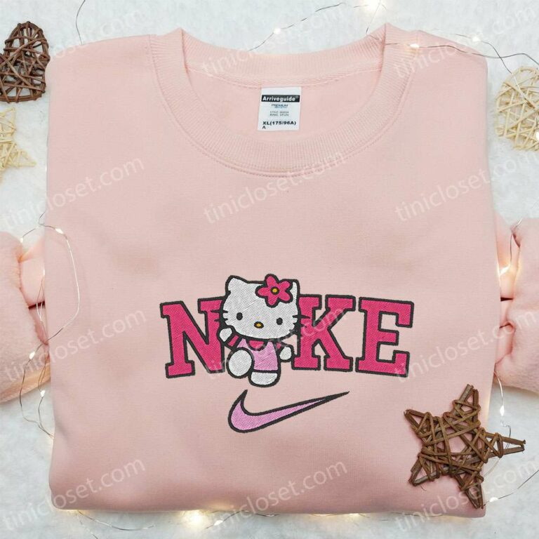 Hello Kitty x Nike Cartoon Embroidered Tshirt, Hello Kitty Embroidered ...