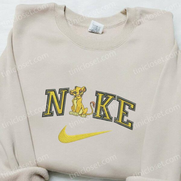Simba x Nike Cartoon Embroidered Tshirt, Nike Inspired Embroidered ...