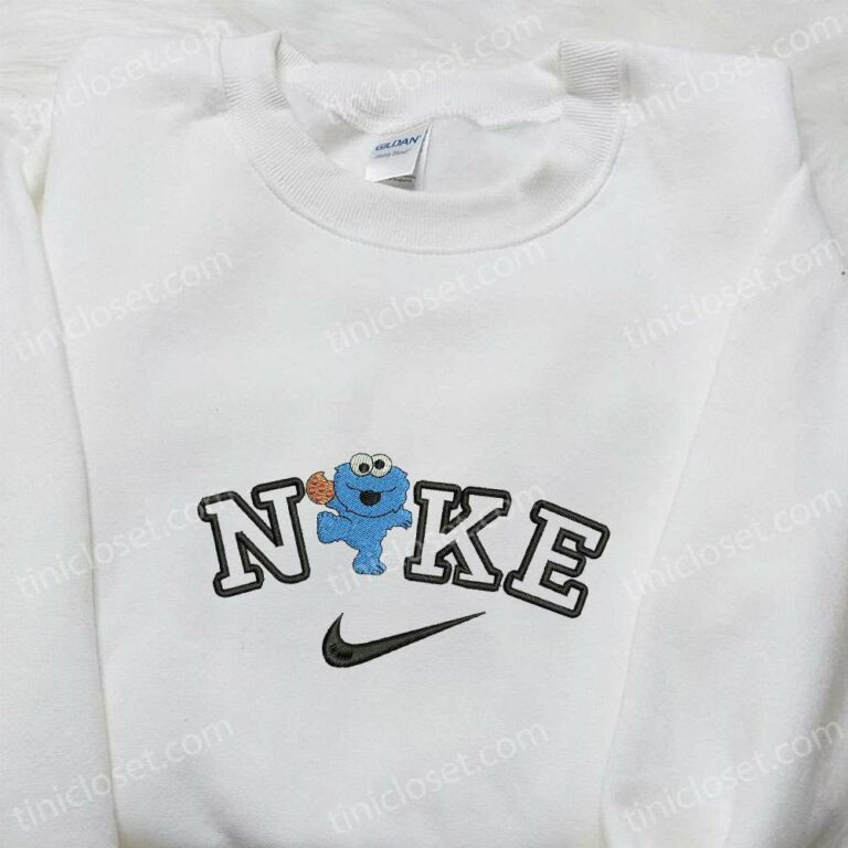 Cookie Monster x Nike Swoosh Cartoon Embroidered Hoodie, Nike Inspired ...
