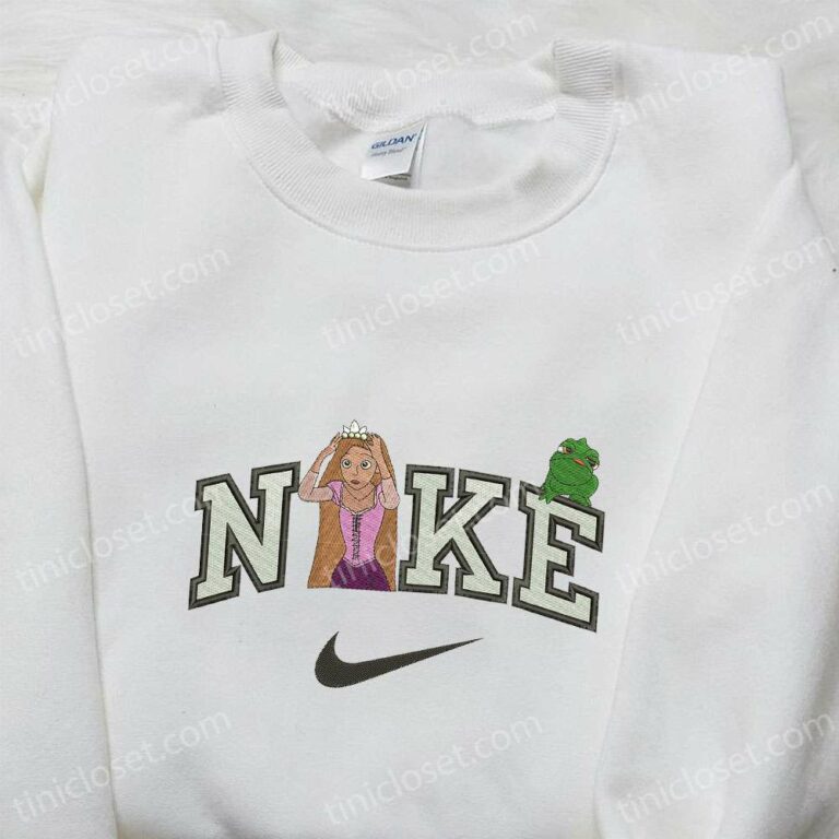 Rapunzel and Lizard x Nike Cartoon Embroidered Shirt, Disney Characters ...