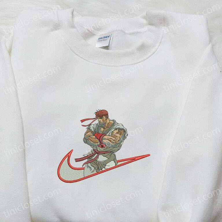 Ryu x Swoosh Game Embroidered Sweatshirt, Street Fighte Embroidered ...