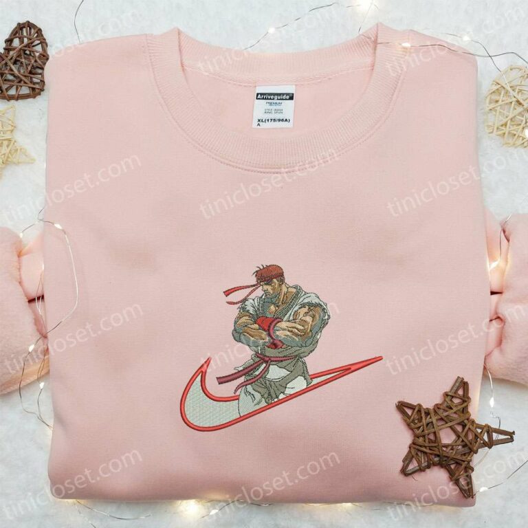 Ryu x Swoosh Game Embroidered Sweatshirt, Street Fighte Embroidered ...