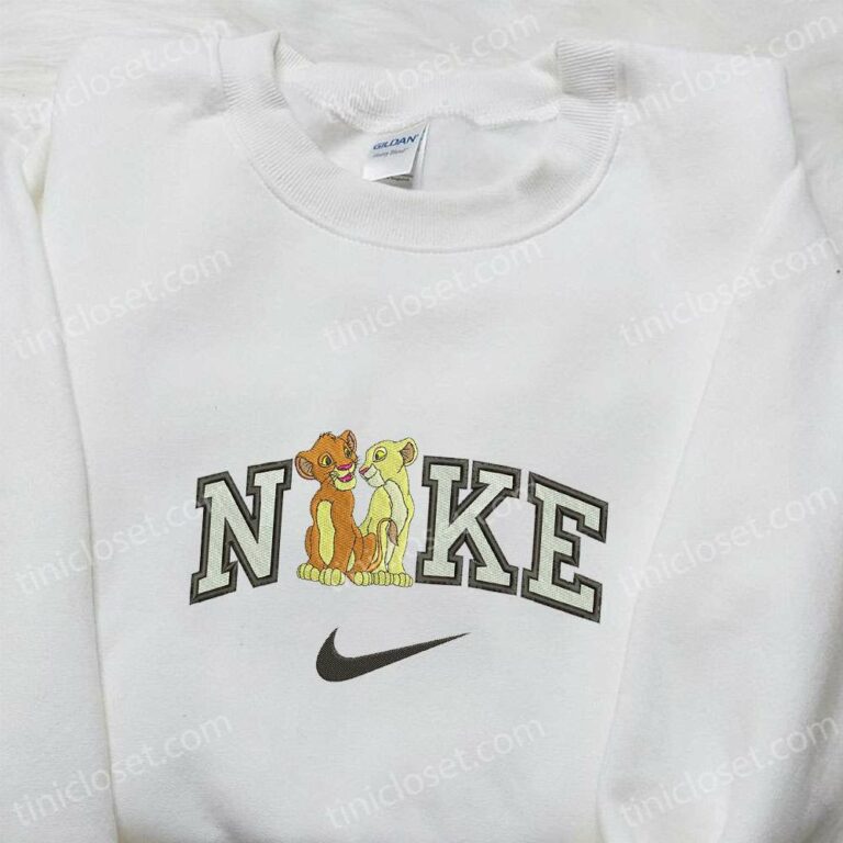 Nike x Simba and Nala Cartoon Embroidered Sweatshirt, Disney Characters ...