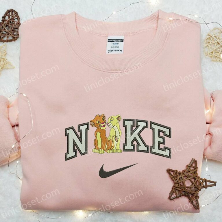 Nike x Simba and Nala Cartoon Embroidered Sweatshirt, Disney Characters ...