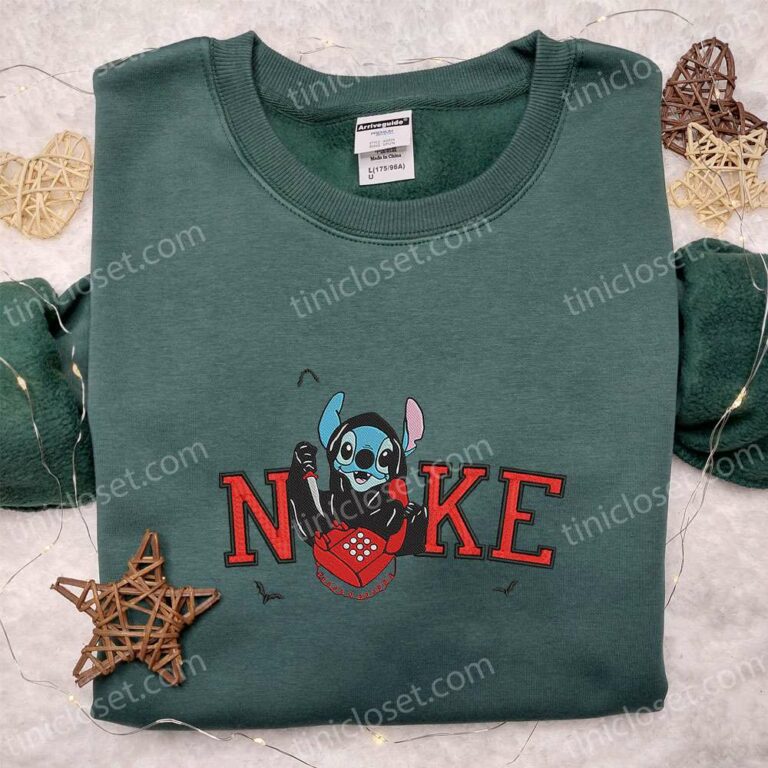 Nike x Stitch Ghostface Calling Embroidered Shirt, Funny Halloween ...