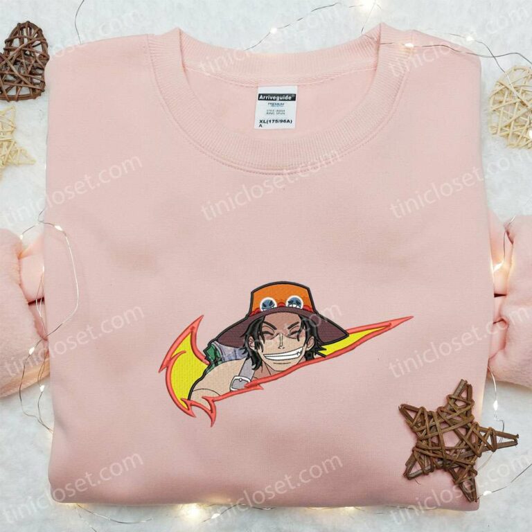 Portgas D. Ace x Swoosh Anime Embroidered Shirt, Nike Inspired ...