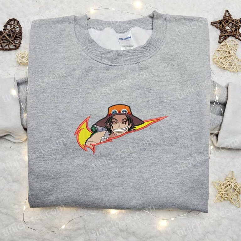 Portgas D. Ace x Swoosh Anime Embroidered Shirt, Nike Inspired ...
