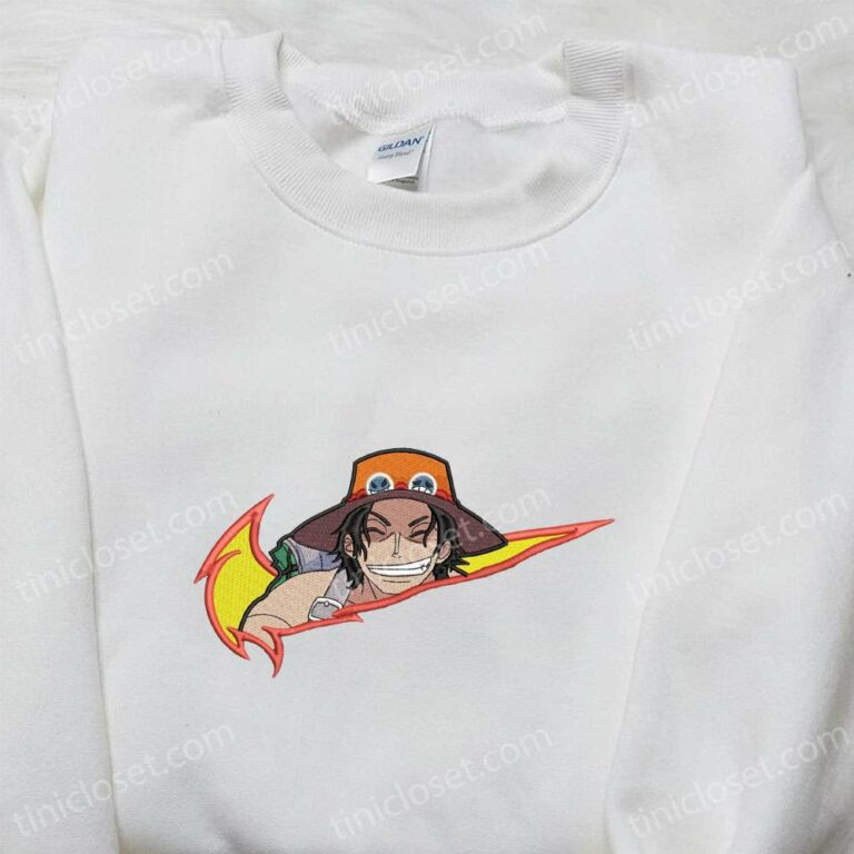 Portgas D. Ace x Swoosh Anime Embroidered Shirt, Nike Inspired ...