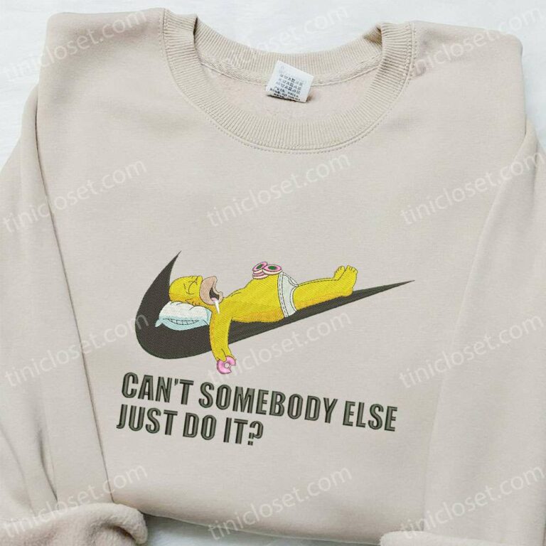 Homer Sleeping x Swoosh Cartoon Embroidered Sweatshirt, Nike Inspired ...