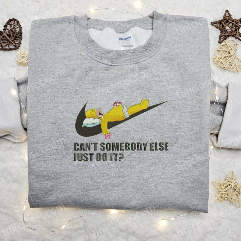 Homer Sleeping x Swoosh Cartoon Embroidered Sweatshirt, Nike Inspired ...