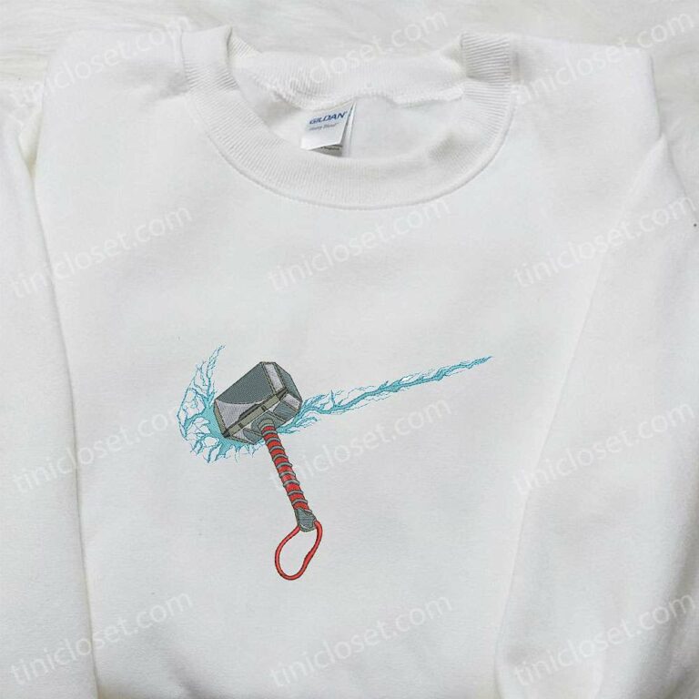 Thor Hammer x Swoosh Movie Embroidered Hoodie, Marvel Cinematic ...