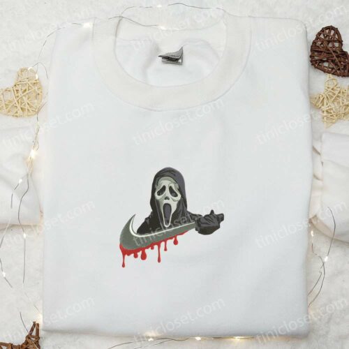 Ghostface x Swoosh Movie Embroidered Sweatshirt, Halloween Embroidered ...