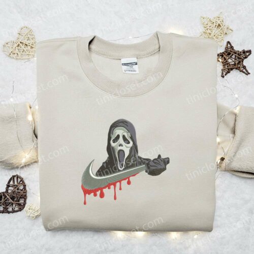 Ghostface x Swoosh Movie Embroidered Sweatshirt, Halloween Embroidered ...