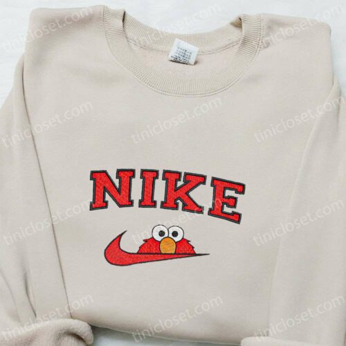 Nike x Elmo Cartoon Embroidered Sweatshirt, Nike Inspired Embroidered ...
