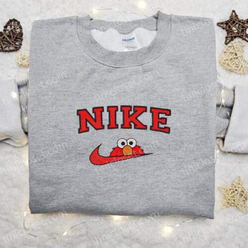 Nike x Elmo Cartoon Embroidered Sweatshirt, Nike Inspired Embroidered ...