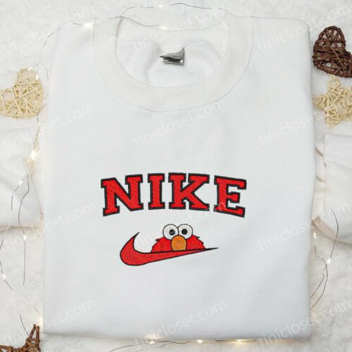 Nike x Elmo Cartoon Embroidered Sweatshirt, Nike Inspired Embroidered ...