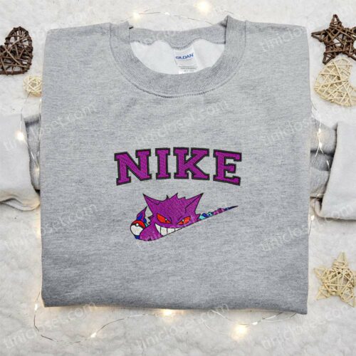 Nike x Gengar Anime Embroidered Sweatshirt, Pokemon Embroidered Shirt ...