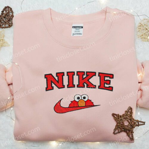 Nike x Elmo Cartoon Embroidered Sweatshirt, Nike Inspired Embroidered ...